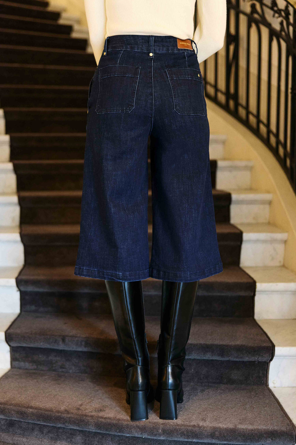 Bermuda large, taille haute en denim brut - Plint | LA PETITE ÉTOILE Paris